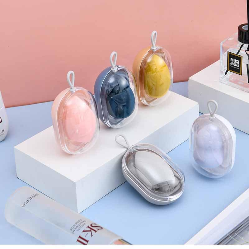 Cosmetic Puff With Case Colorful Plastic Dry Wet Use Space Capsule ...