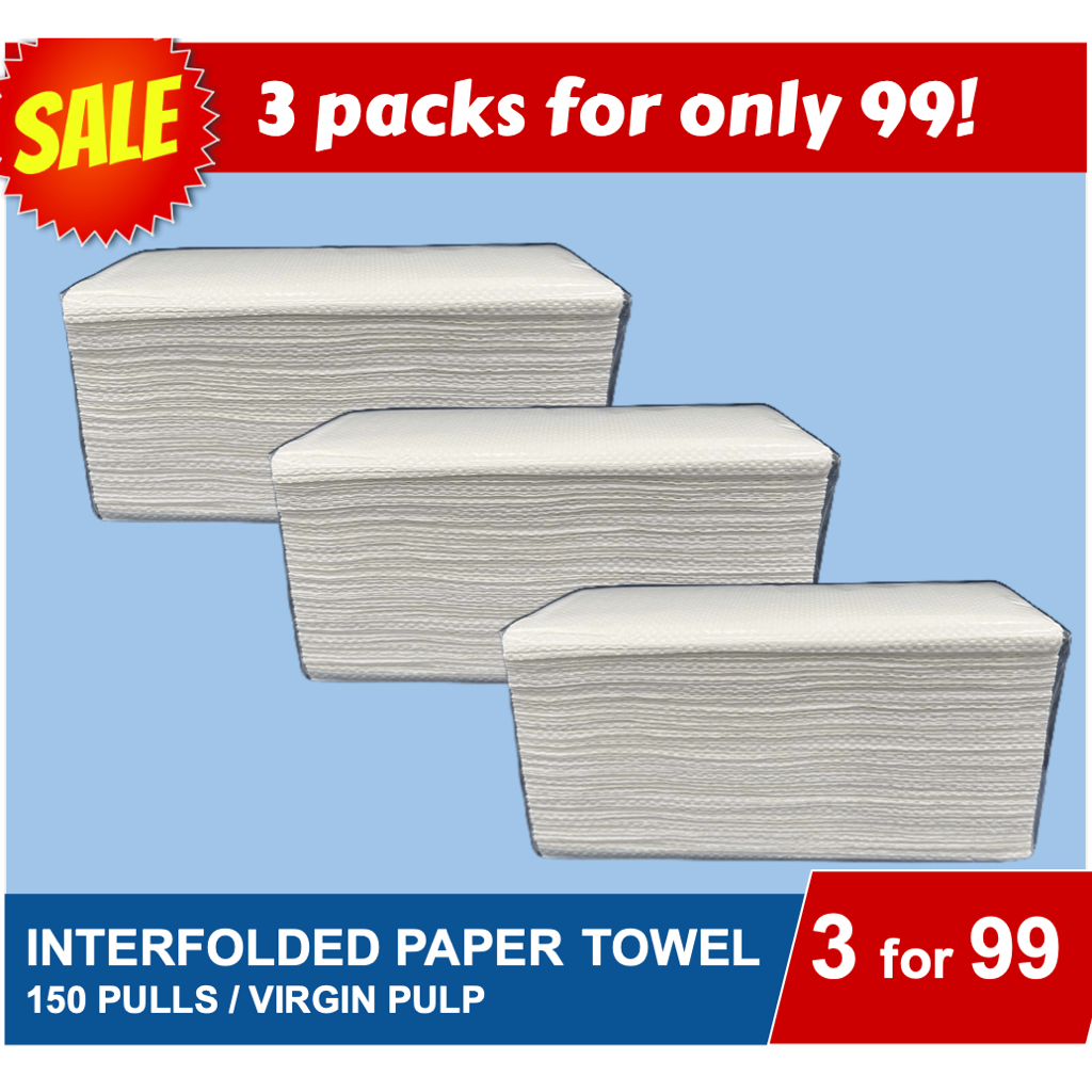 3 FOR 99 Interfolded Paper Towel 150 pulls VIRGIN PULP [Paper Towel ...