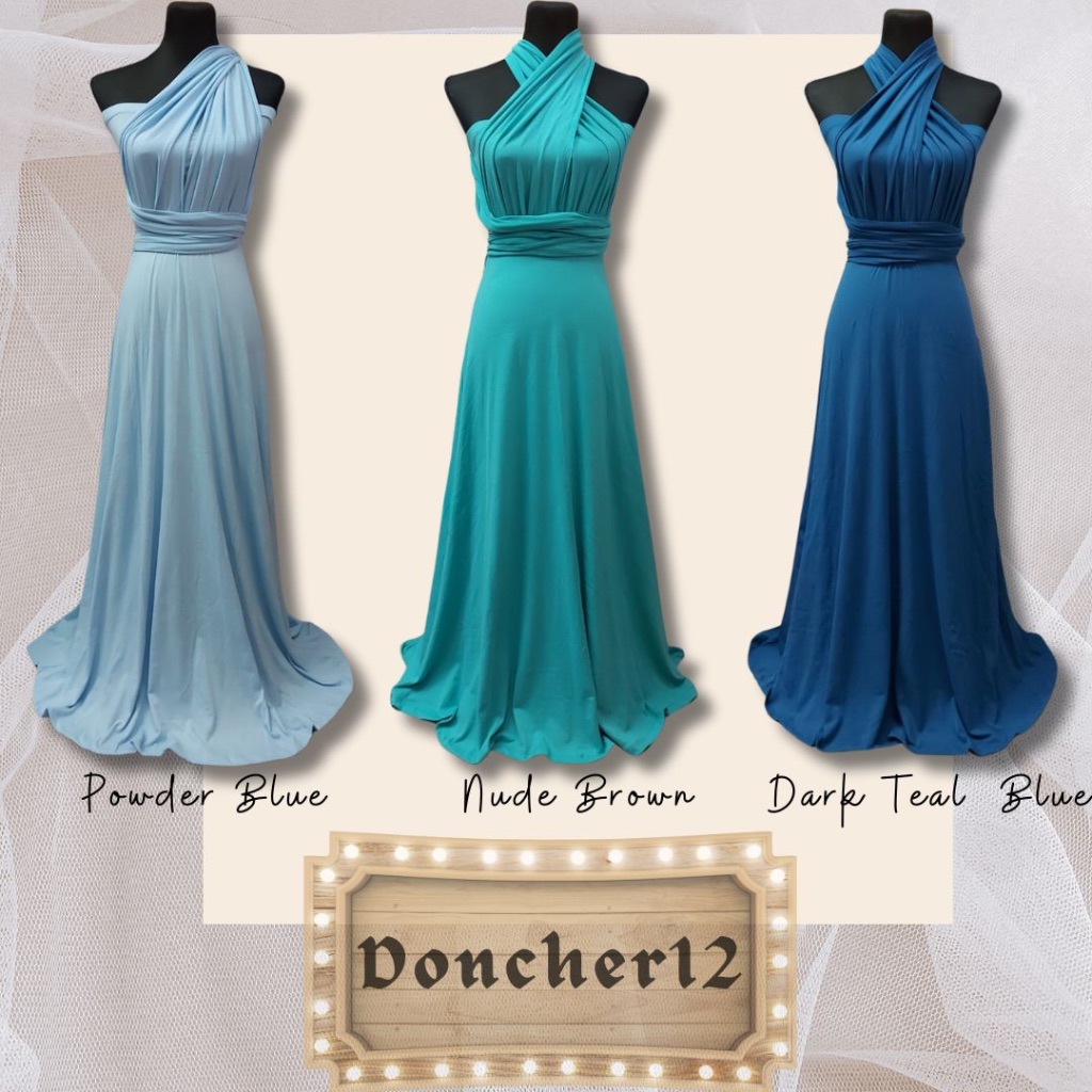 Infinity Dress, Powder Blue, Light Teal Green, Dark Teal Blue S to SL ...