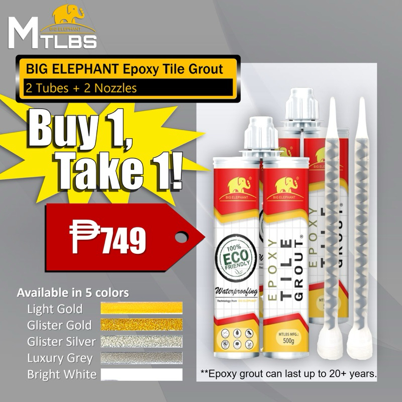 BUY 1 TAKE 1 - Big Elephant Double tube Tile Grout Epoxy 500ML | Shopee ...