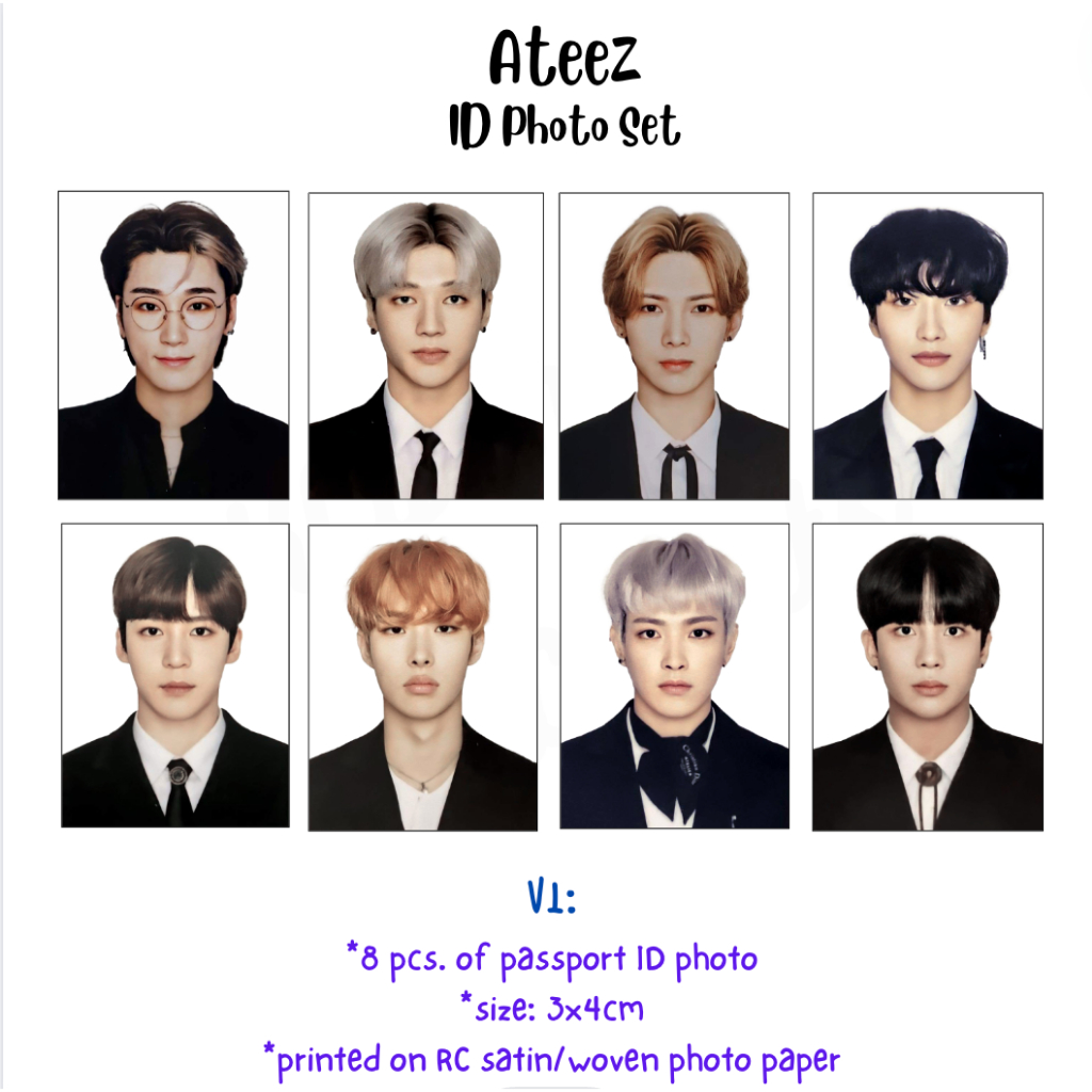 Ateez ID Photo Set Passport Size Fanmade | Shopee Philippines