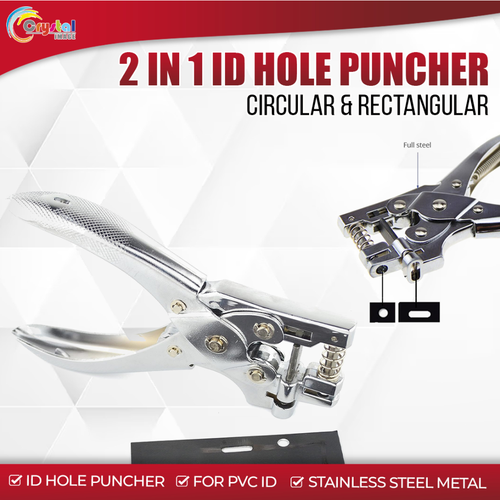 2-in-1 Hand ID Card Slot Hole & Round Hole Punch Metal Puncher for ID ...