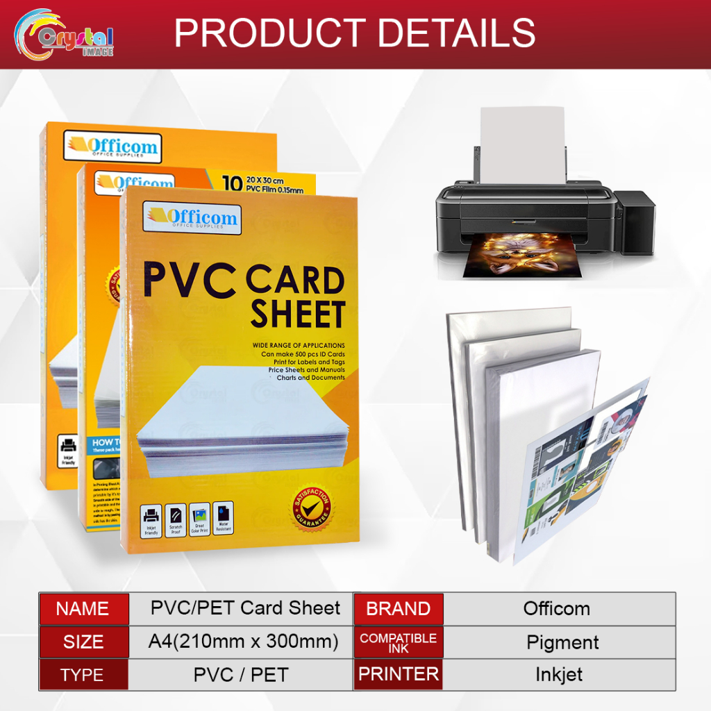 Officom PVC Card Sheet (50/10pcs) ID Card Sheet | Hard Plastic ID ...