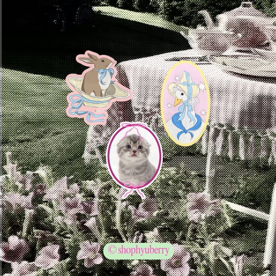 Coquette Animal Holo Sticker by shophyuberry | Bunny, Goose, Cat, Kitty ...