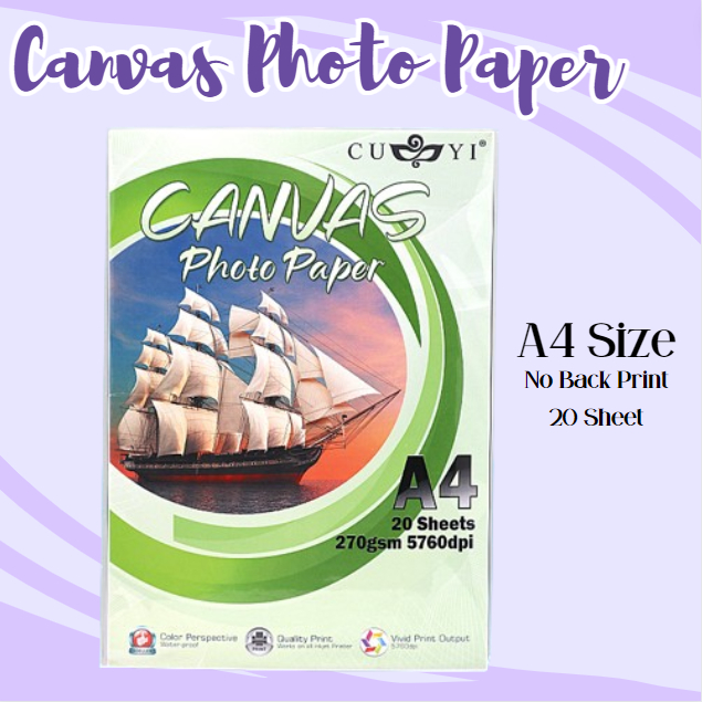 CUYI Canvas Photo Paper 270gsm A4 Size (20sheets) | Shopee Philippines