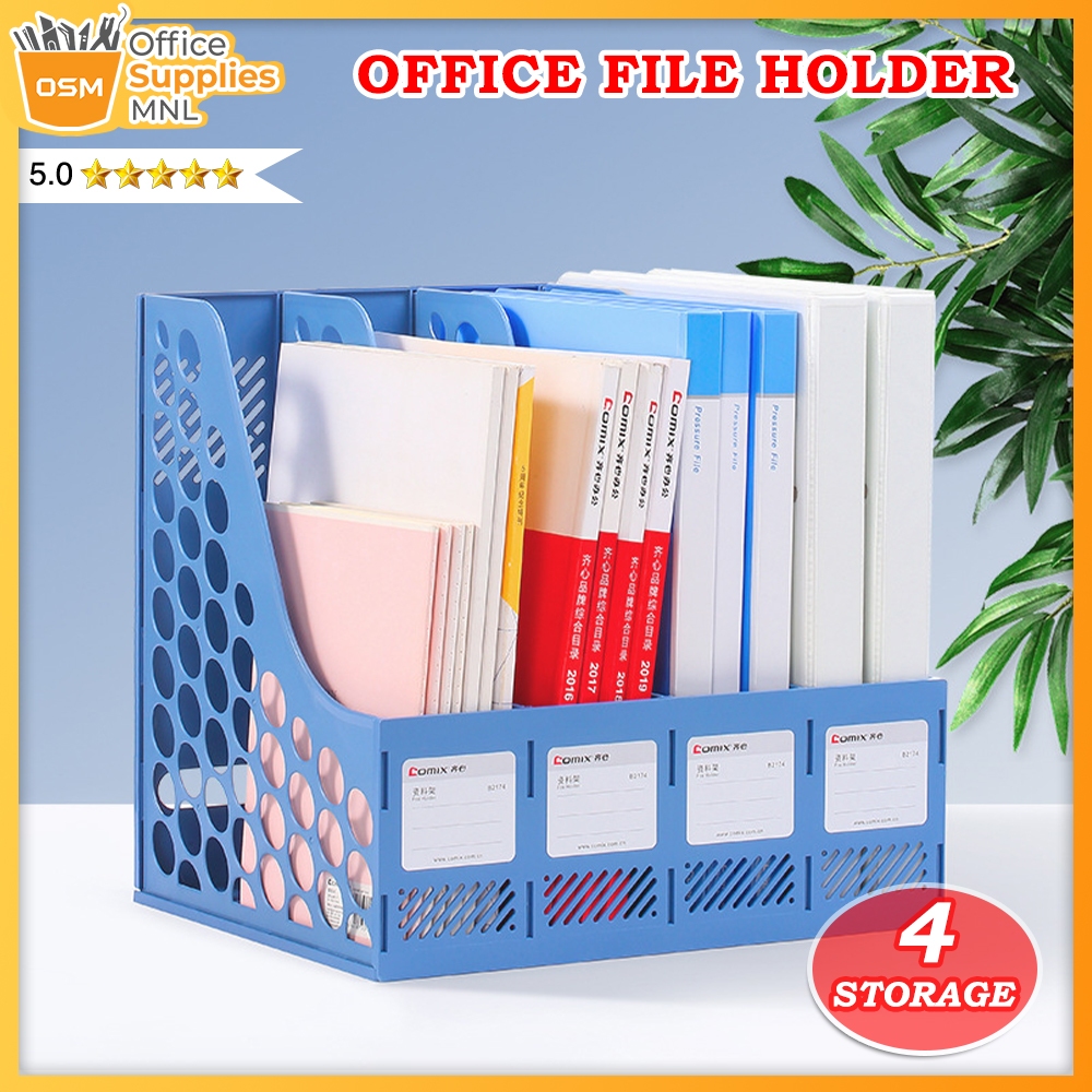 Office File Holder 4 Desktop Storage Blue | Shopee Philippines