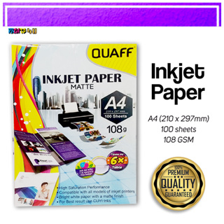 Quaff 108gsm Matte Inkjet Paper A4 Size | Shopee Philippines