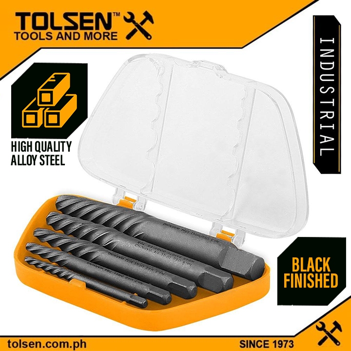 Tolsen Industrial 5pcs Screw Extractor Set (1# , 2#, 3#, 4#, 5#) 33505 ...