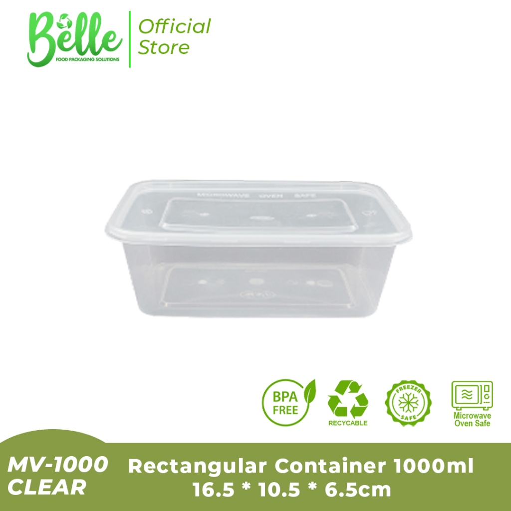 Belle RE 1000 Microwavable Container 1000mL (Rectangular) (50pcs/pack ...