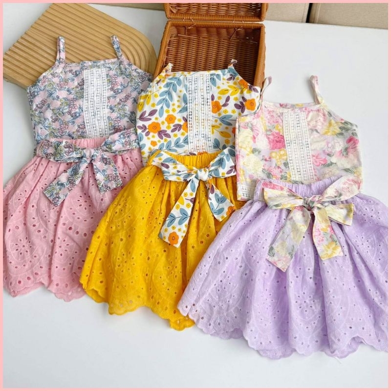 OOTD Floral Terno Strap and Eyelet Skirt (1-10 y/o) | Shopee Philippines