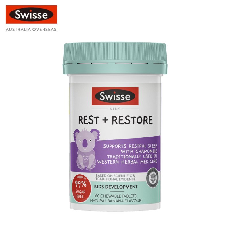 Swisse Kids Rest & Restore 60 Chewable Tablets Natural Banana Flavour ...