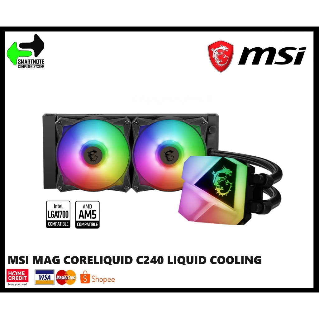 MSI MAG CORELIQUID C240 LIQUID COOLING INTEL AMD | Shopee Philippines