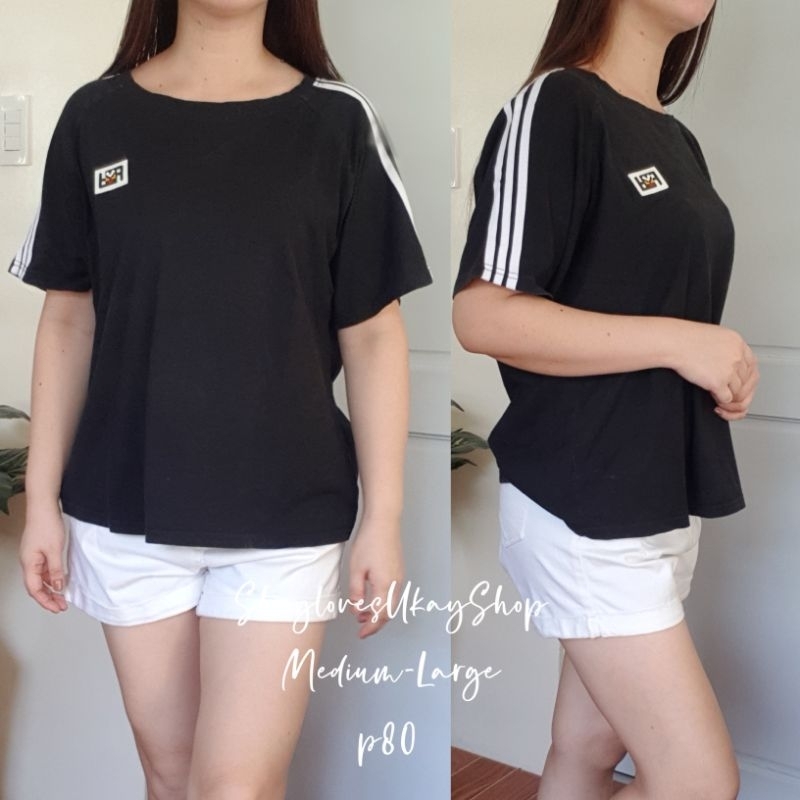 Black T-shirt with white stripe(Ukay/Preloved) | Shopee Philippines