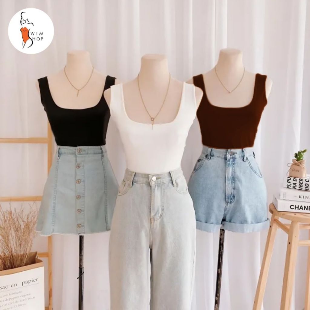 SS Double Lining U-Neck Tank Crop Top For Women | Shopee Philippines