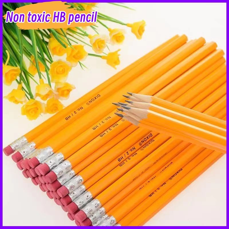 10PCS/Pack HB Yellow Pencil With Eraser Black Stuent Pencils Drawing ...