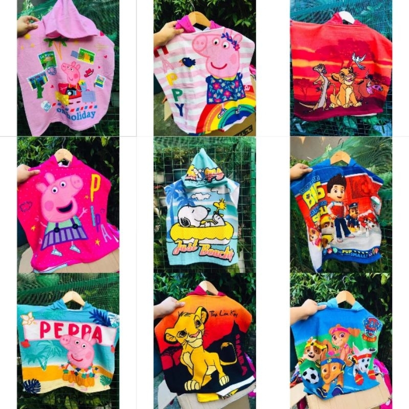 Peppapig Hooded Towel Poncho Microfiber Towels Character Paw Patrol ...