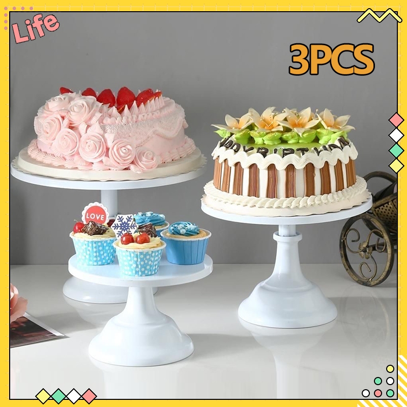 3Pcs Metal Iron Cake Stand Round Pedestal Dessert Holder Cupcake ...