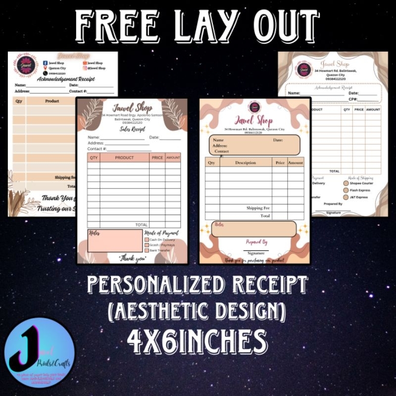 Personalized Acknowledgement Receipt (Aesthetic Design) 4x6inches ...