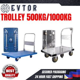 Evtor 1000KG Capacity Industrial Hand Truck Trolley Heavy Duty Foldable Platform Push Cart ...
