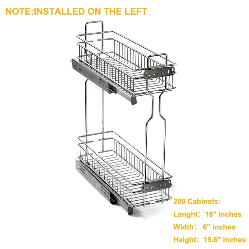 304 Stainless Steel Condiment Pull Out Basket Kitchen Cabinet 2 layers ...