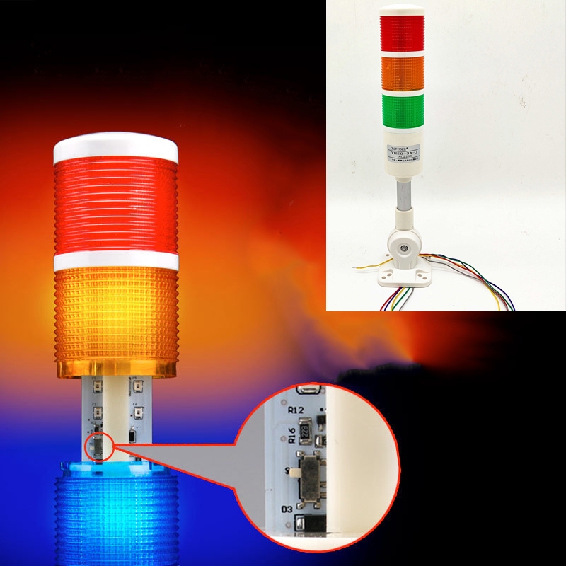 3-Layer Industrial Signal Warning Lights 12V 24V LED Signal Tower Stack Lights with Buzzer ...