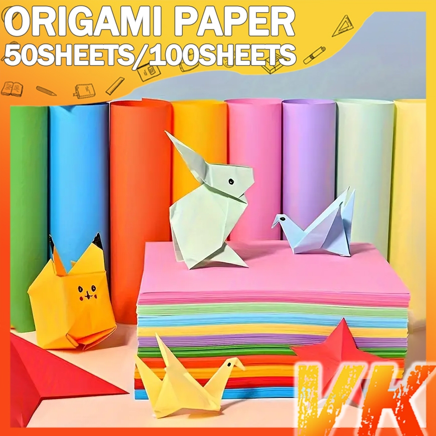 VK Value Pack 100 Sheets Origami Paper Double Sided Color DIY Folding ...