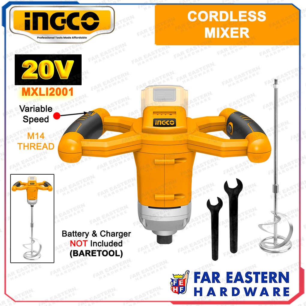 INGCO Cordless Paint Mud Mixer 20V (Baretool) MXLI2001 INPTCL | Shopee ...