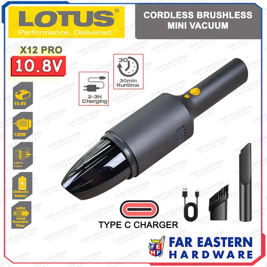 LOTUS Cordless Brushless Mini Vacuum Floor Cleaner X12 PRO w/ Battery ...