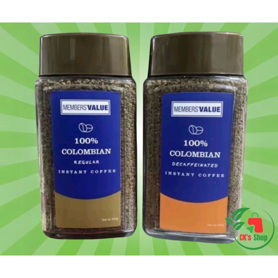 Member's Value 100% Colombian Instant Decaffeinated Coffee and Instant ...