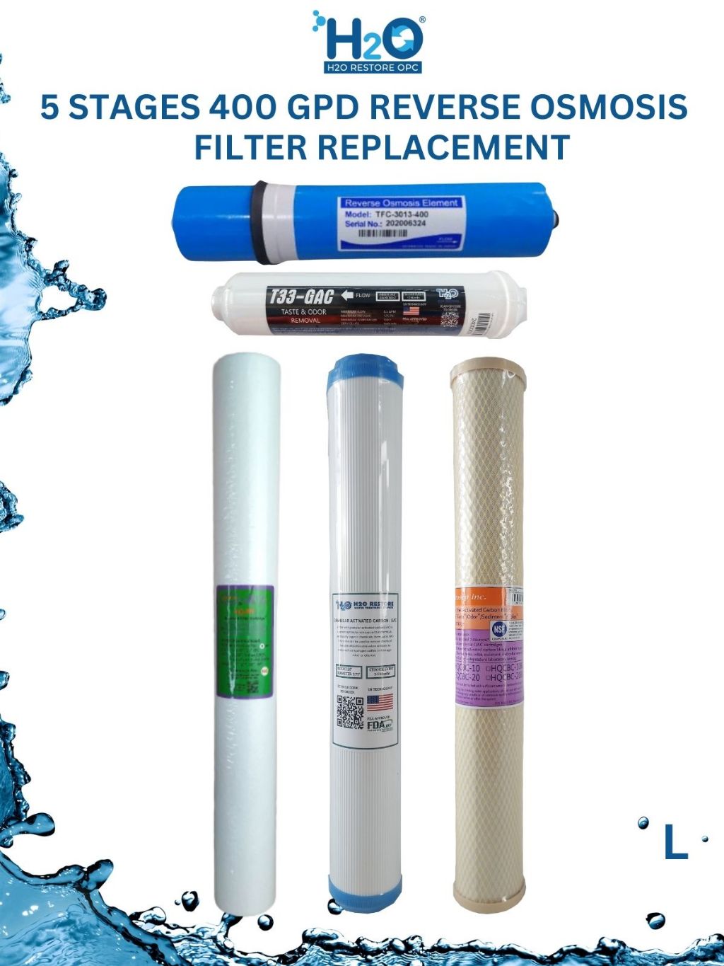 5 Stages 400 GPD Reverse Osmosis 20" Water Filter Replacement | Shopee ...