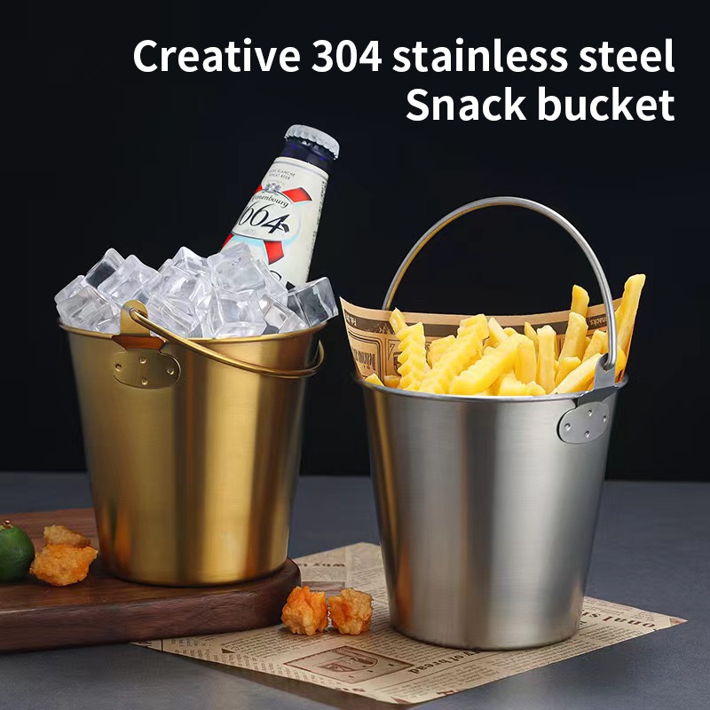 1pc Ice Bucket Fries Holder Mini Bucket Stainless Steel Bucket for ...