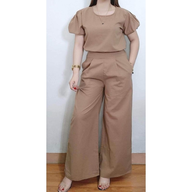 Rollyn Coordinates in Cotton Linen Blouse & SquarePants Terno Set Women ...