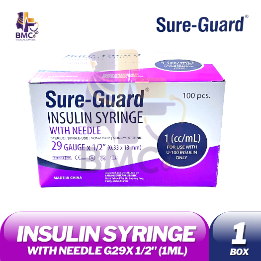 Sureguard Safety Insulin Syringe 1ml/cc (30G /29G) 100's | Shopee ...