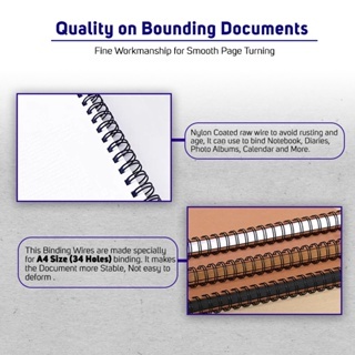 QUAFF Double Loop Wire Binder 3:1 Pitch Metal Loop Ring Binder (100pcs ...