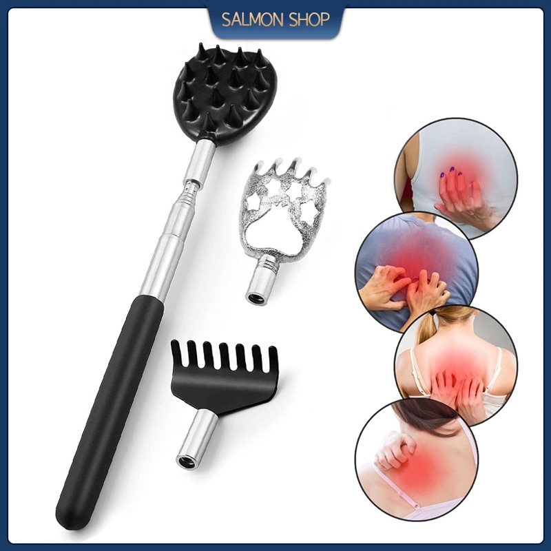 3in1 Adjustable Extending Back Scratcher With 3Pcs Detachable ...