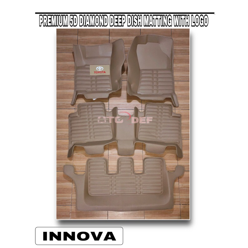 Toyota Innova 2005 to 2025 premium 5D diamond Deep dish matting with ...