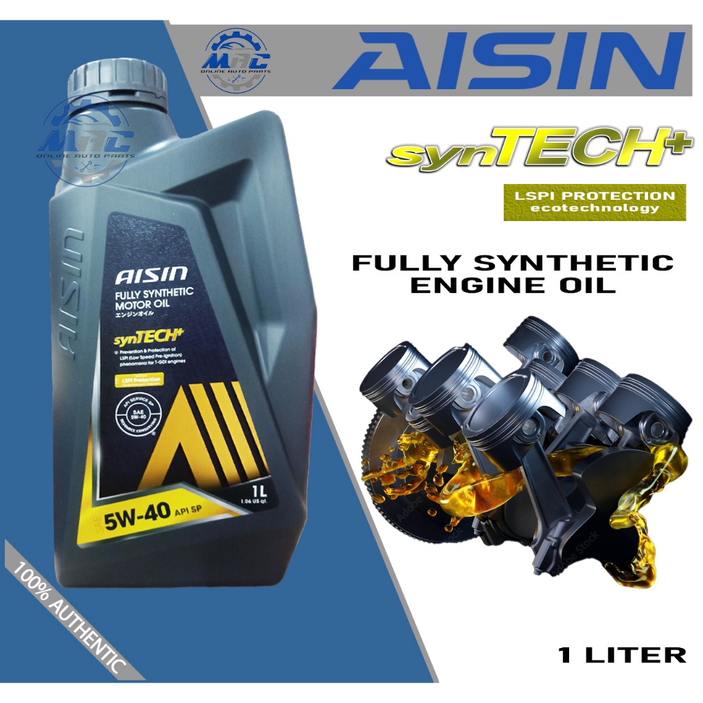 AISIN Fully Synthetic 5W-40 Engine Oil 1 Liter motor oil | Shopee ...