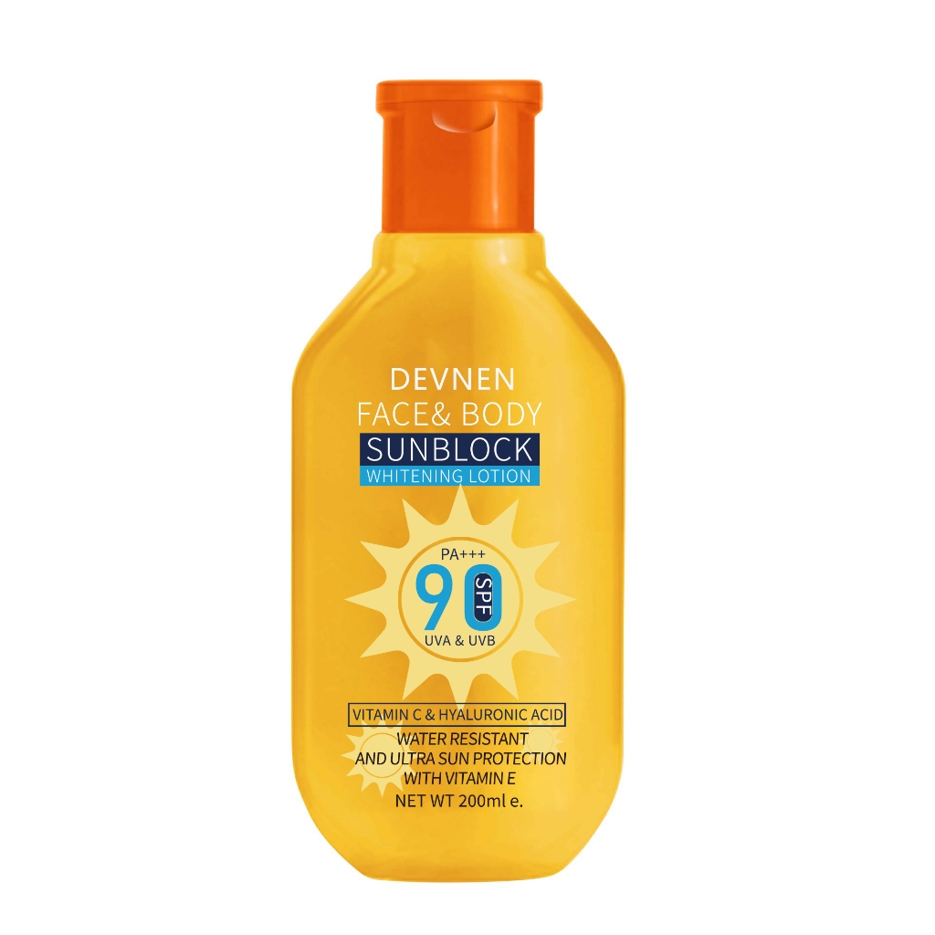 DEVNEN SPF90+ Sunscreen Lotion For Face & Body Sunblock Whitening Cream Moisturizing Suncare ...
