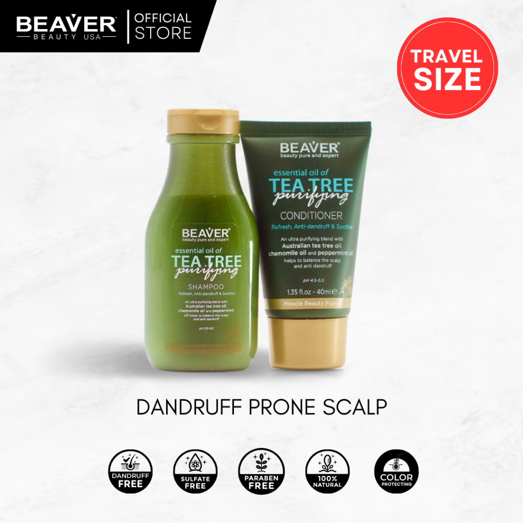 Beaver Beauty Naturals Tea Tree Oil Shampoo and Conditioner Travel Set ...