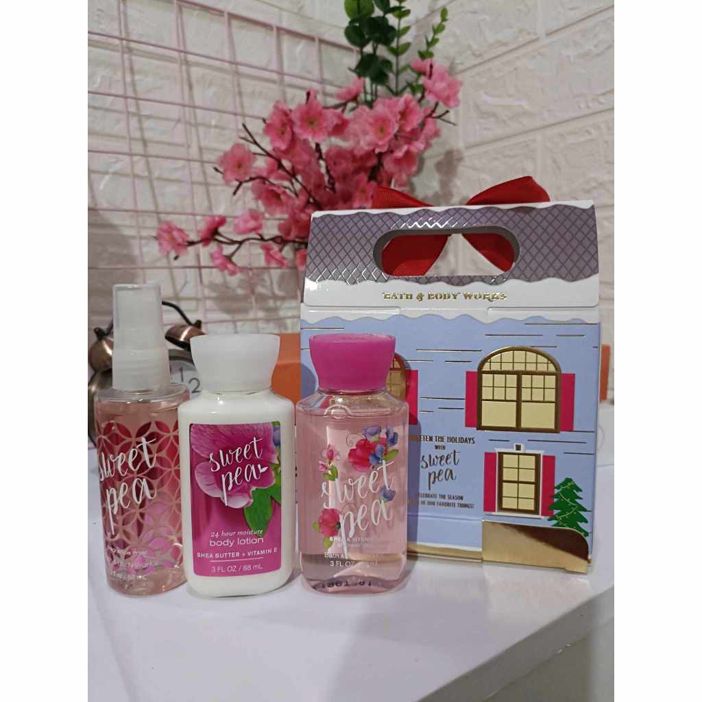 Bath And Body Works Travel Size T Set Sweet Pea 75ml Mist 88ml