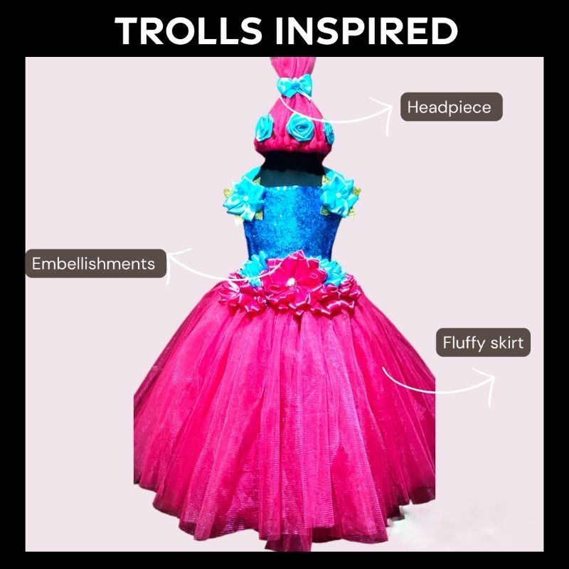 Complete Set High Quality Trolls Princess Poppy birthday/costume tutu ...