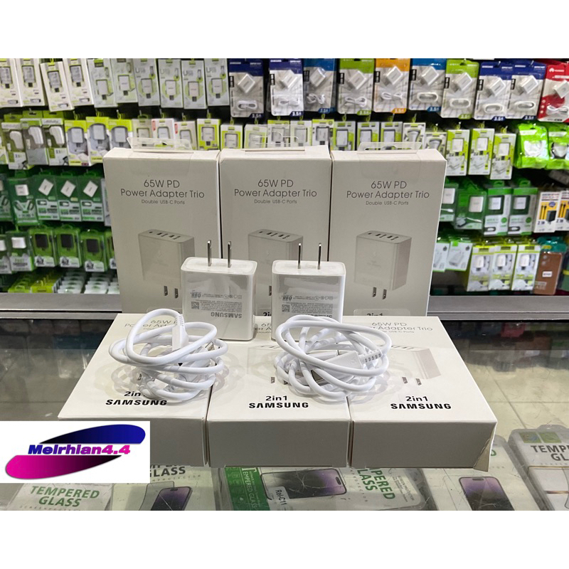 ORIGINAL Samsung 65W Pd Power Adapter set Charger Double USB-C Ports ...