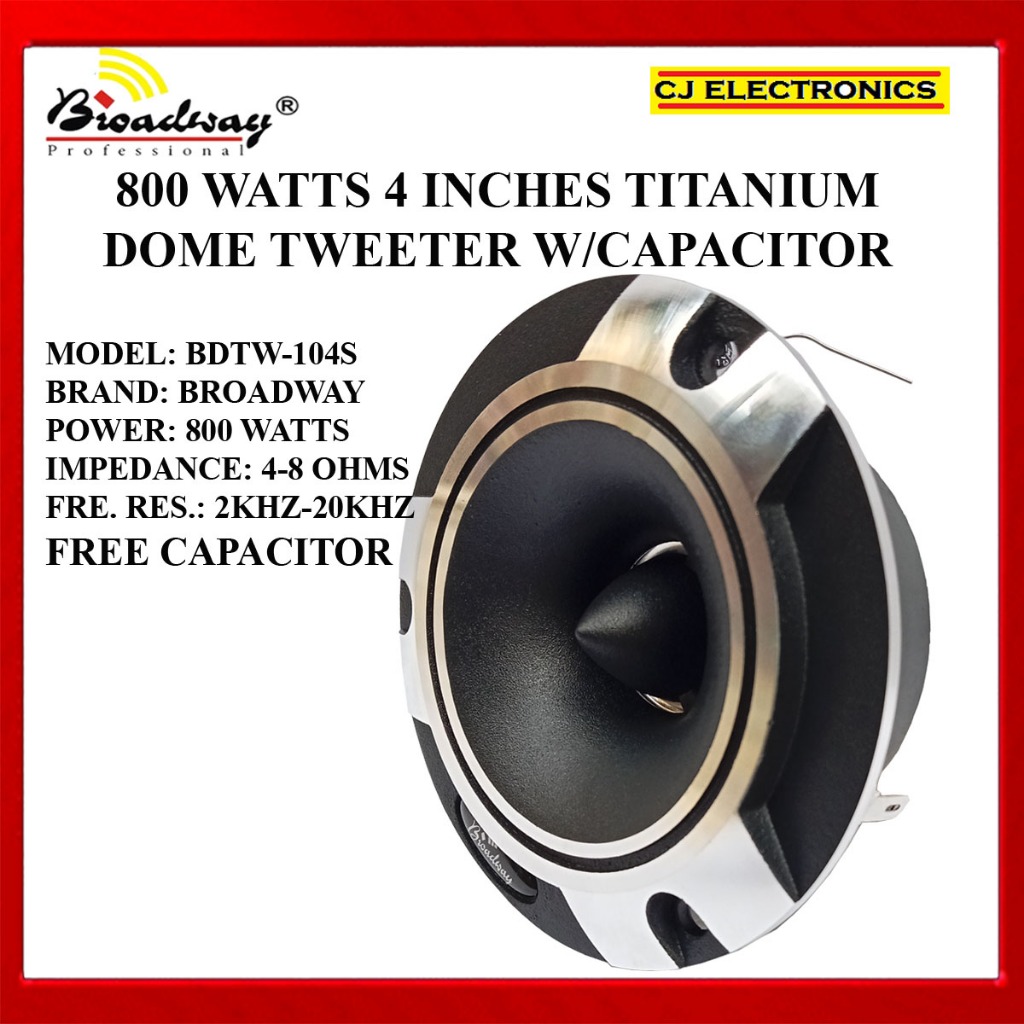 800 WATTS 4 INCHES DOME TITANIUM DOME TWEETER BDTW-104S W/CAPACITOR ...