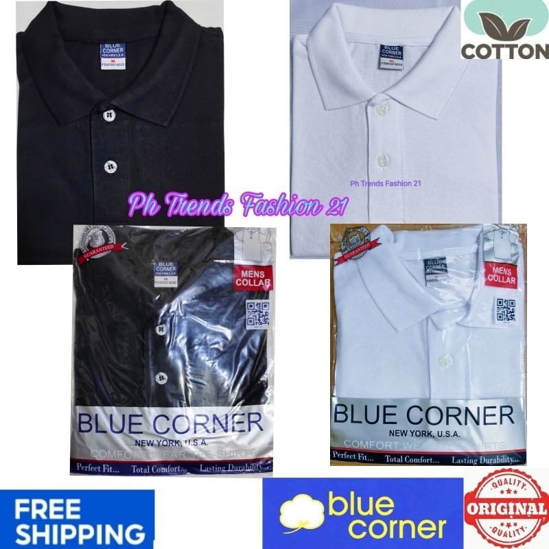 Original Blue Corner Polo Shirt cotton Black and White for Men high ...