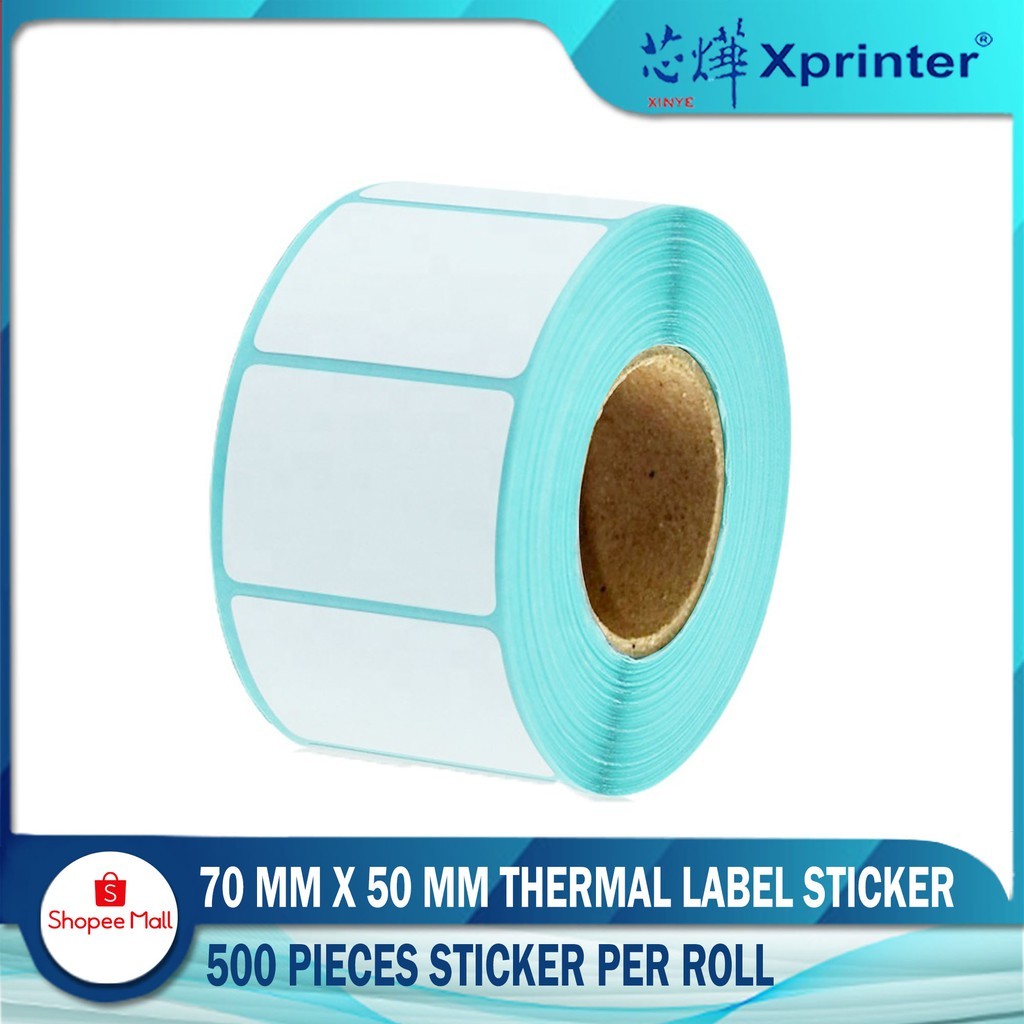 Xprinter 1 roll Thermal sticker paper 70x50mm 500 labels/roll barcode ...