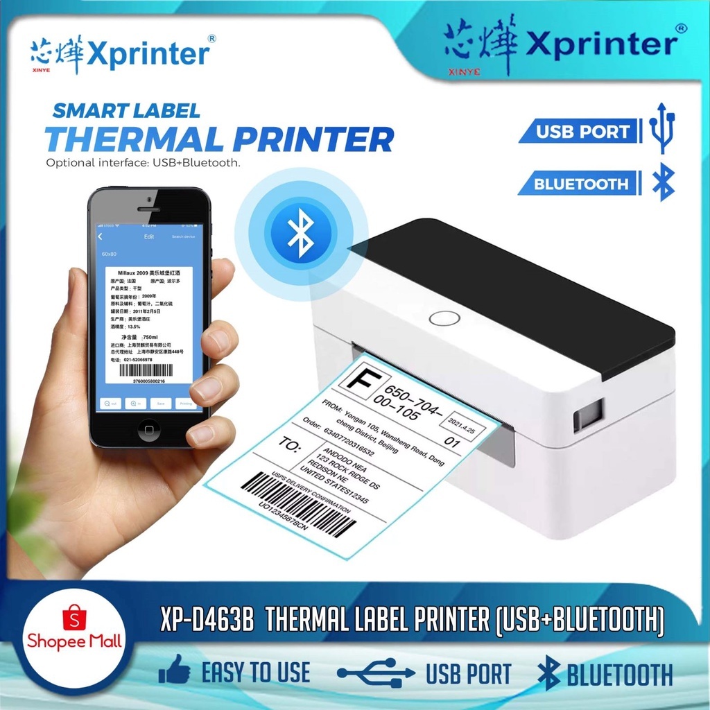 XP-D463B Thermal Label Printer (USB+BLUETOOTH) | Shopee Philippines