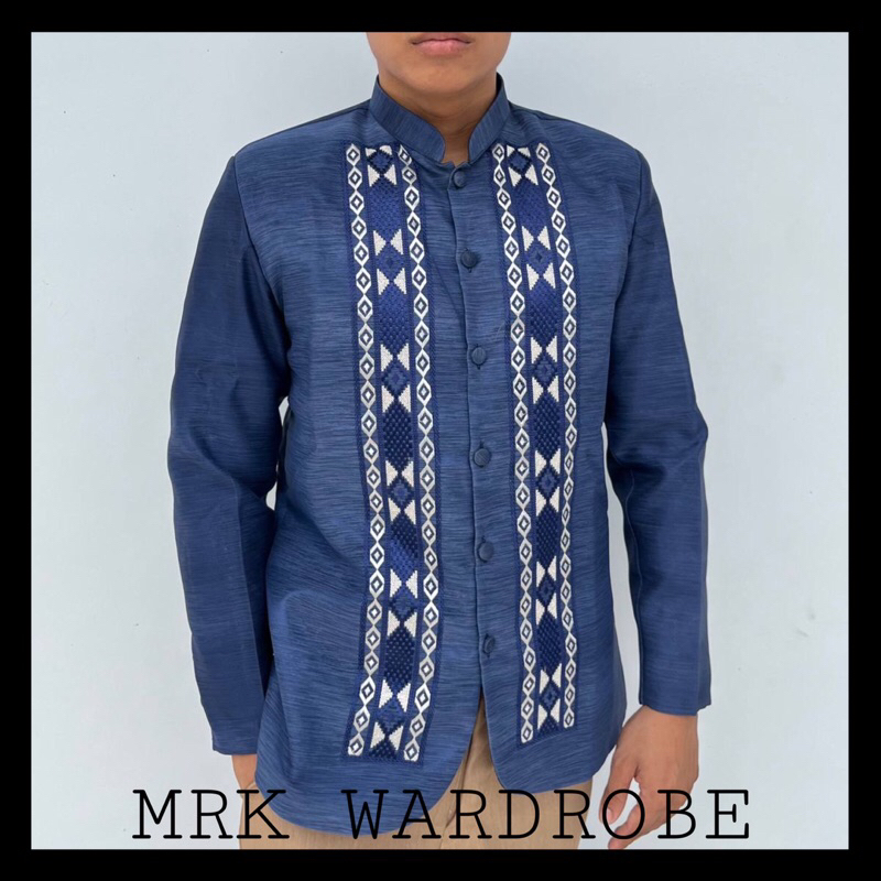 Navy Blue Mono Coat Barong-Diamond | Shopee Philippines