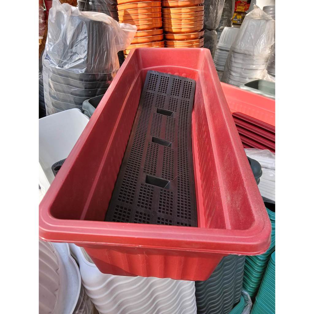 3PCS. Long Rectangular Red/Green Plastic Pot #CM8864 (26.5 Inches x 9 ...