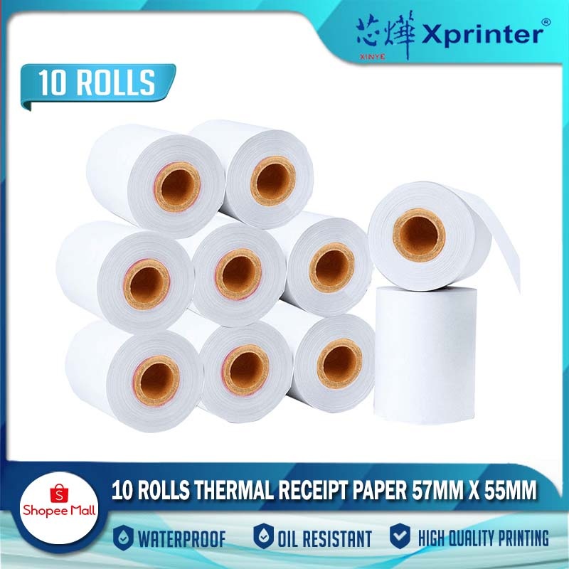57mm*55mm Thermal Paper Roll 10 in 1 Pack POS for credit card terminals ...