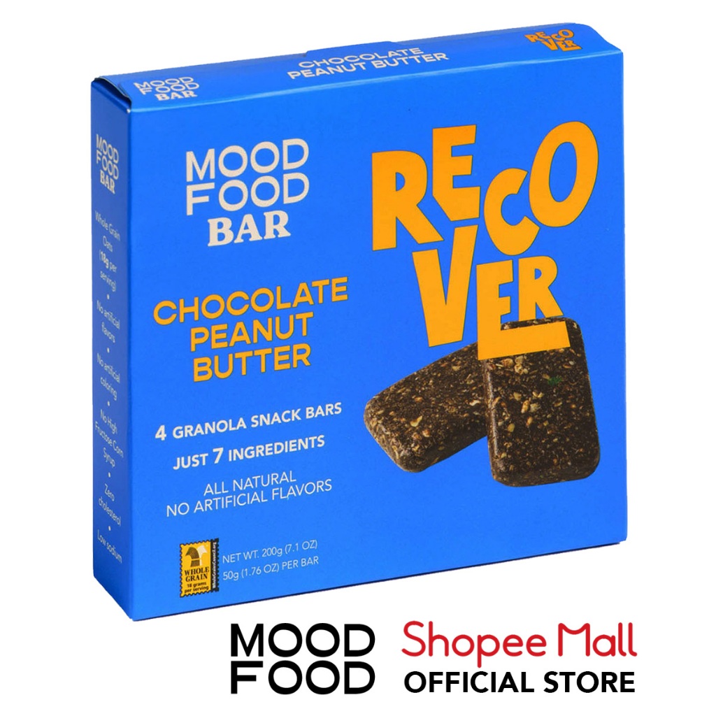 MOOD FOOD BAR RECOVER Chocolate Peanut Butter (4 granola snack bars ...